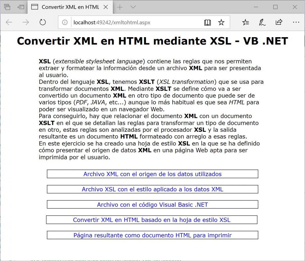Transformación XML + XSL = HTML en VB – perez987