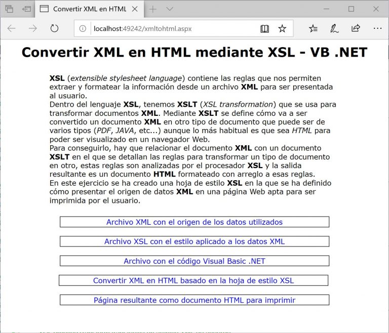 Transformación XML + XSL = HTML en VB – perez987