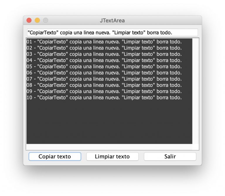 JTextArea con texto multilínea en Java – perez987